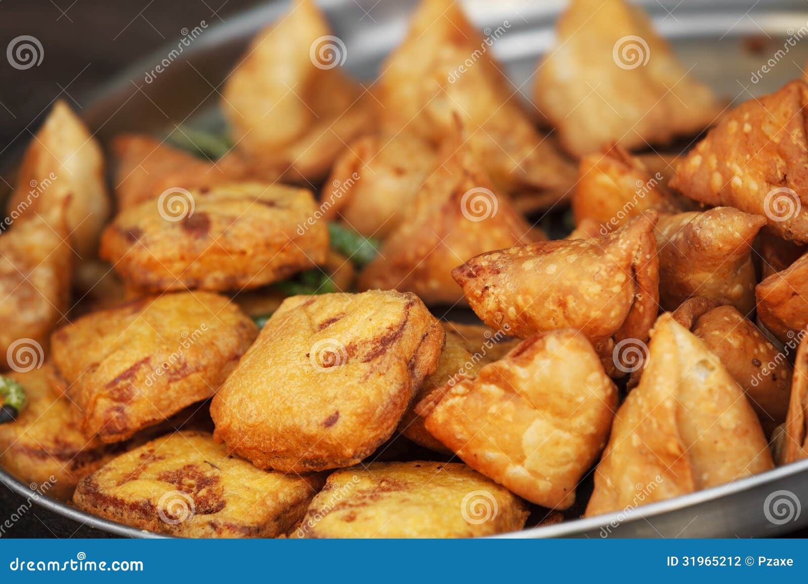 Traditional Indian Dish Samosa on the Open Market Stock Photo - Image ...