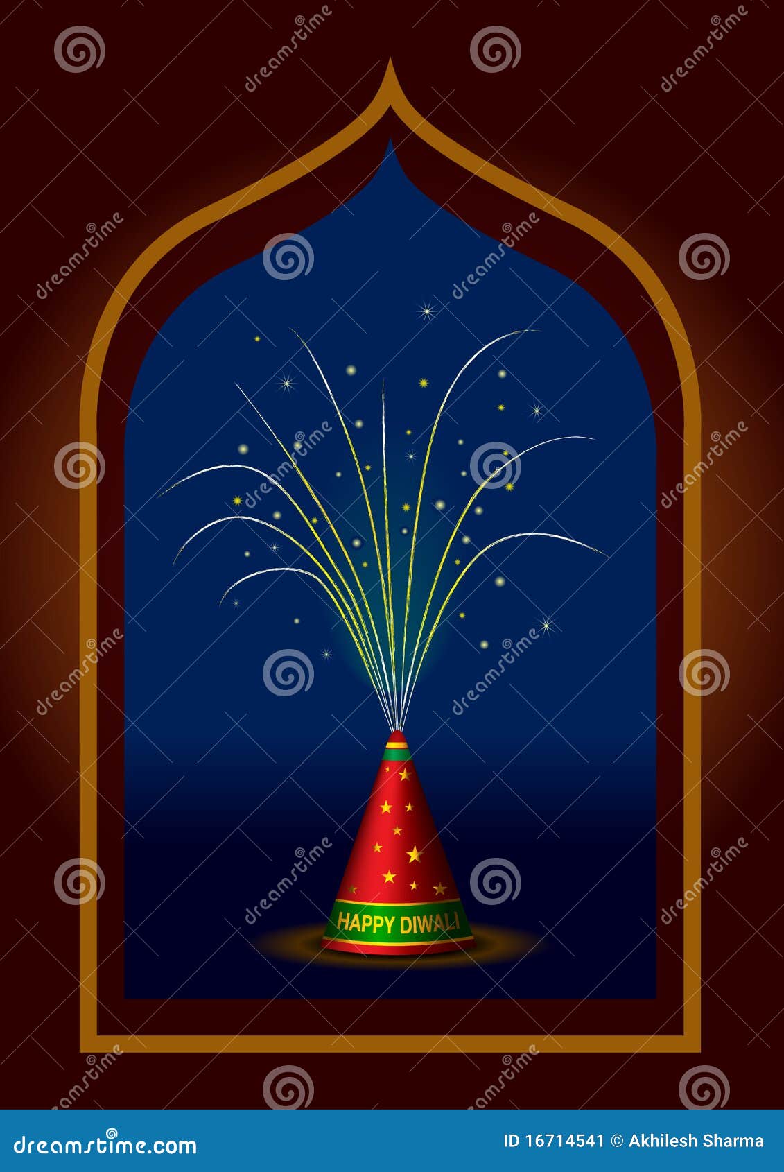 Traditional Indian Diwali Fireworks Stock Vector - Illustration of gold ...