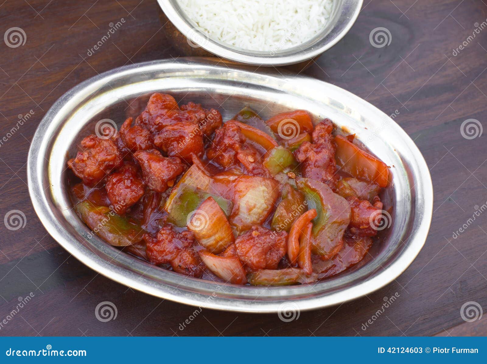Traditional Indian Food Chilli Chicken Stock Image - Image of naan ...