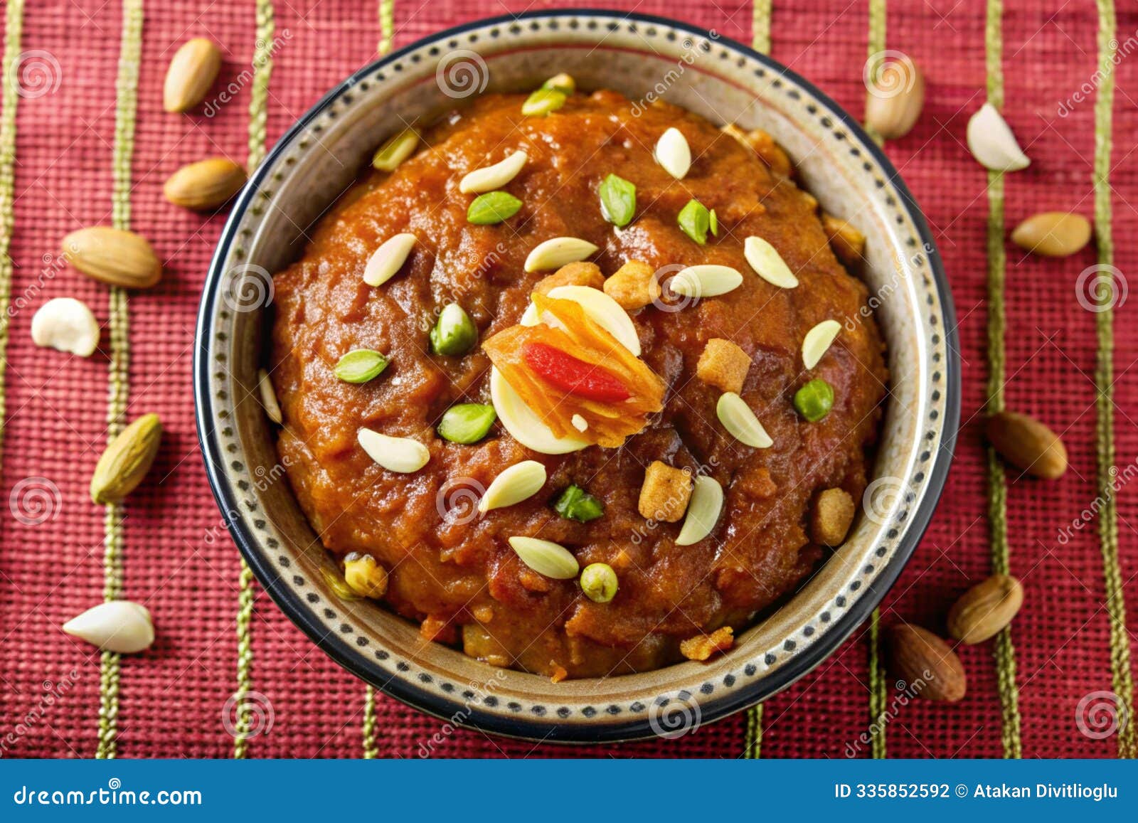Traditional Indian Halwa Dessert Garnished with Nuts Stock Photo ...