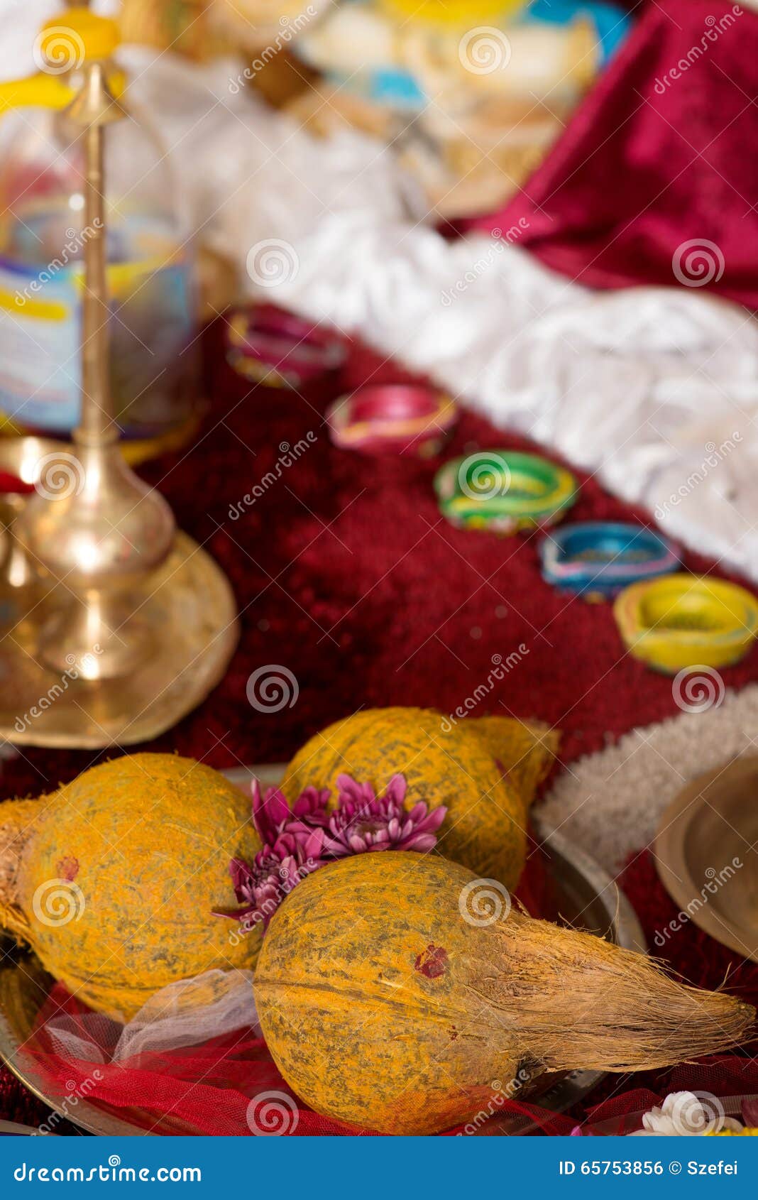 Traditional Indian Hindu Religious Praying Objects Stock Photo - Image ...
