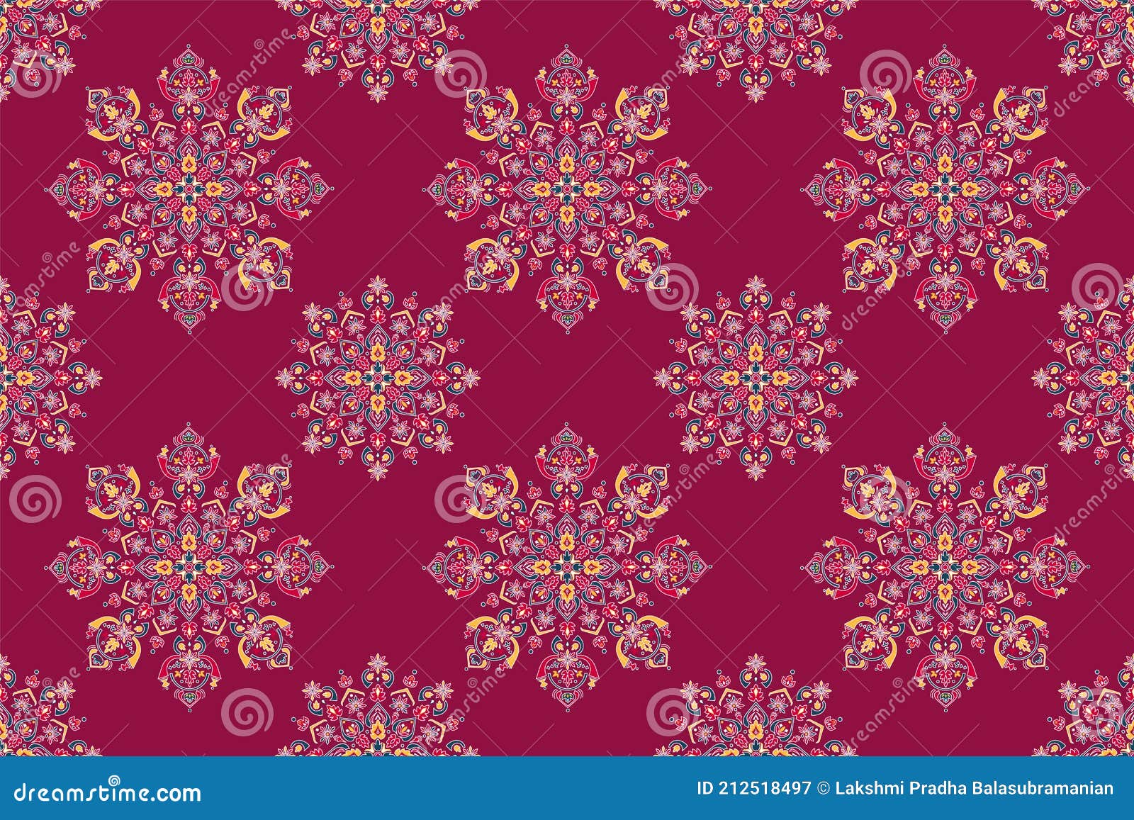 Traditional Indian Maroon Ethnic Damask Mandala Vector Design in a ...