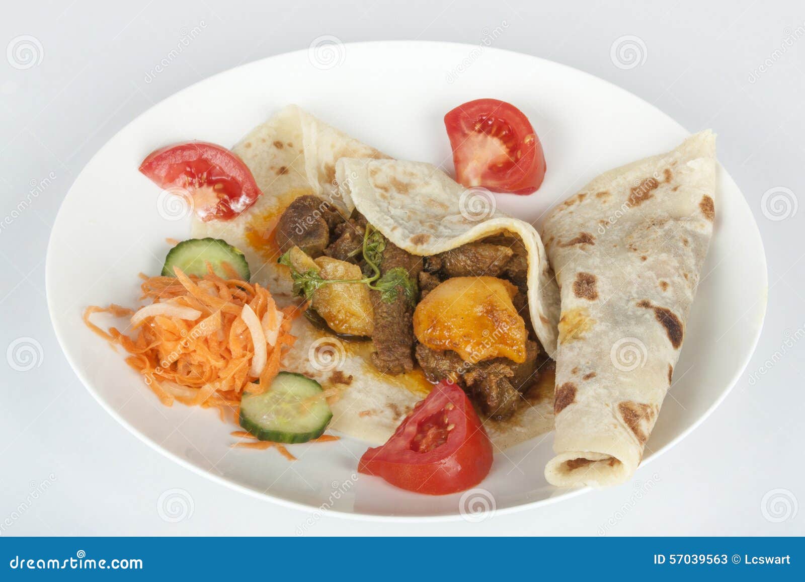 Traditional Indian Mutton Curry with Roti and Sambals Stock Image ...