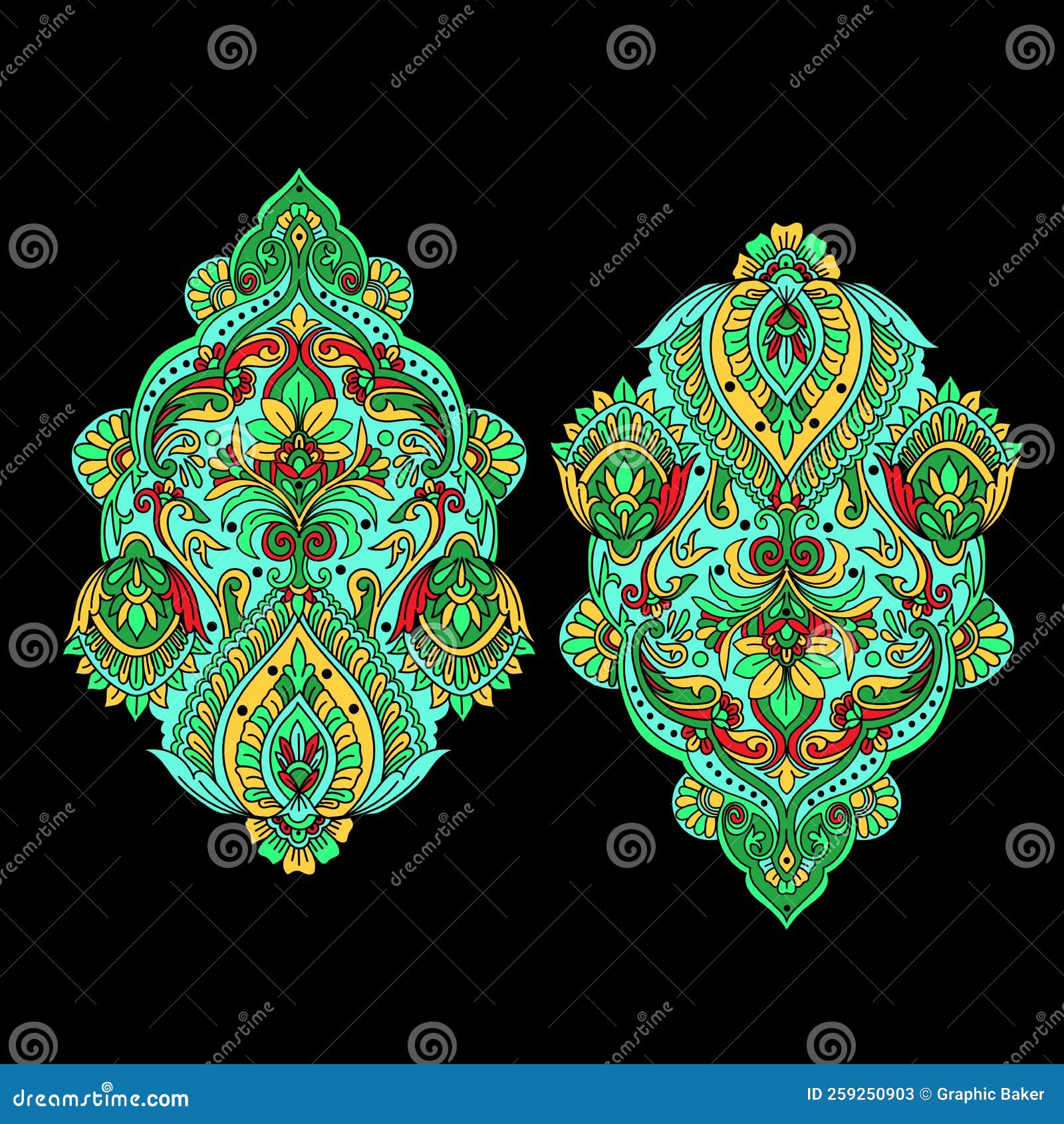 Traditional Indian Paisley Pattern on Background. Stock Vector ...