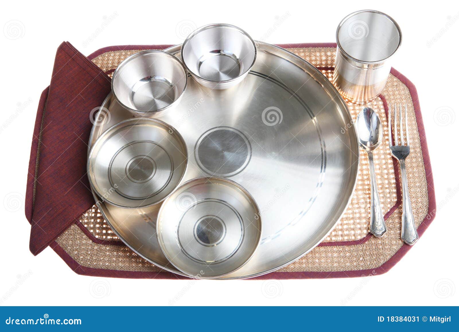 Traditional Indian Silver Dinner Plate Setting Stock Image - Image of ...