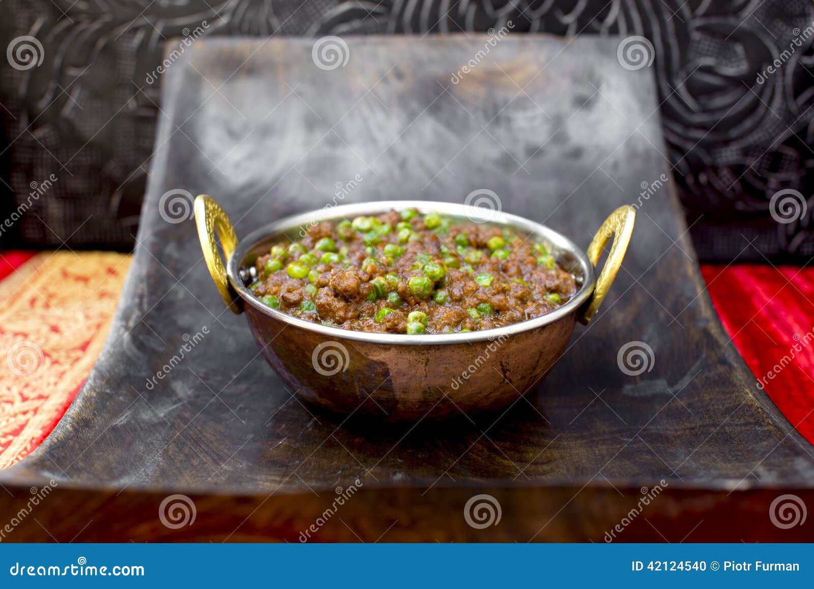 Traditional Indian Tikka Keema Mutter Stock Photo - Image of food, wood ...