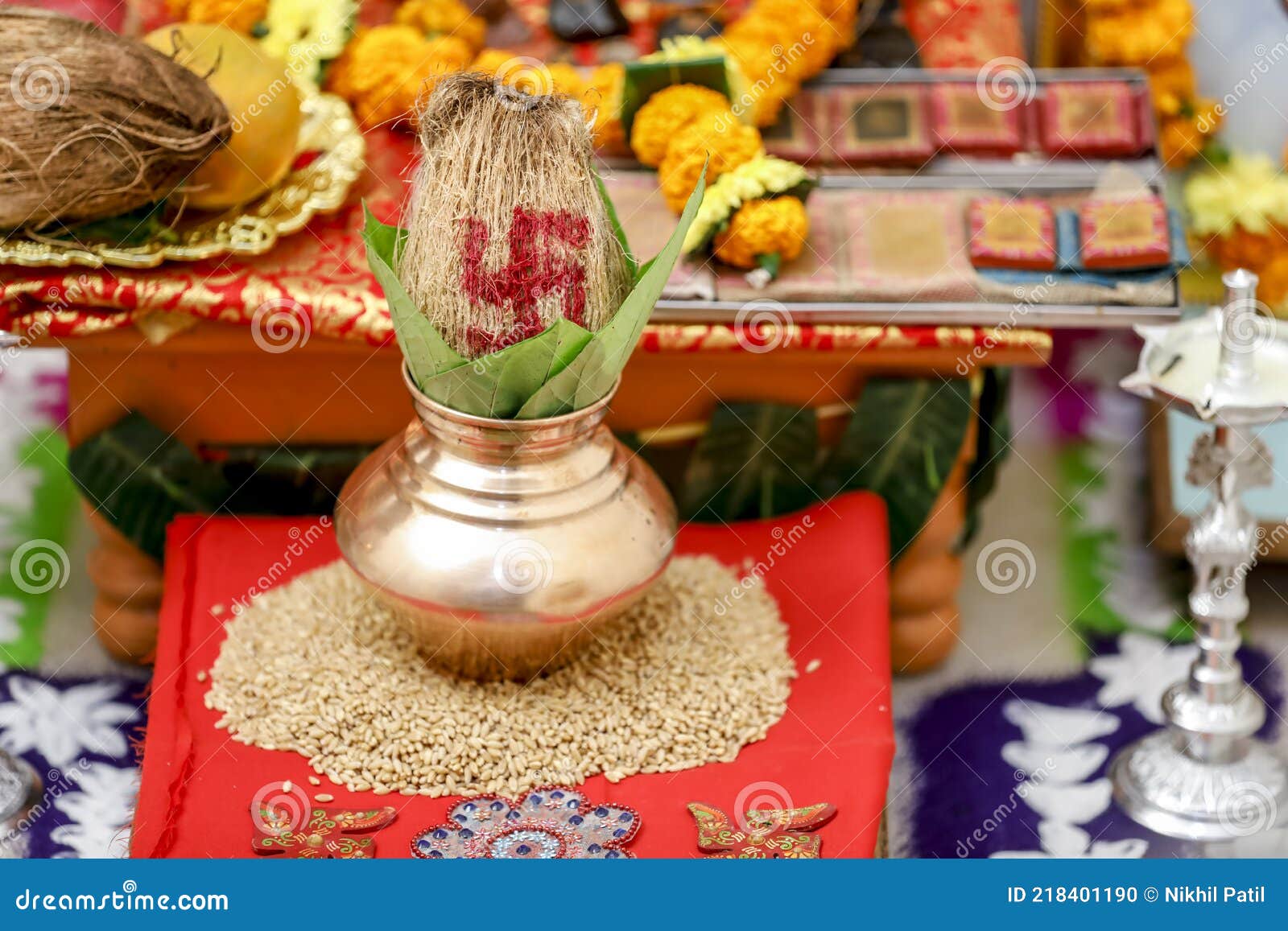 Traditional Kalash Also Know As Kalasam Made With Brass Pot Royalty ...