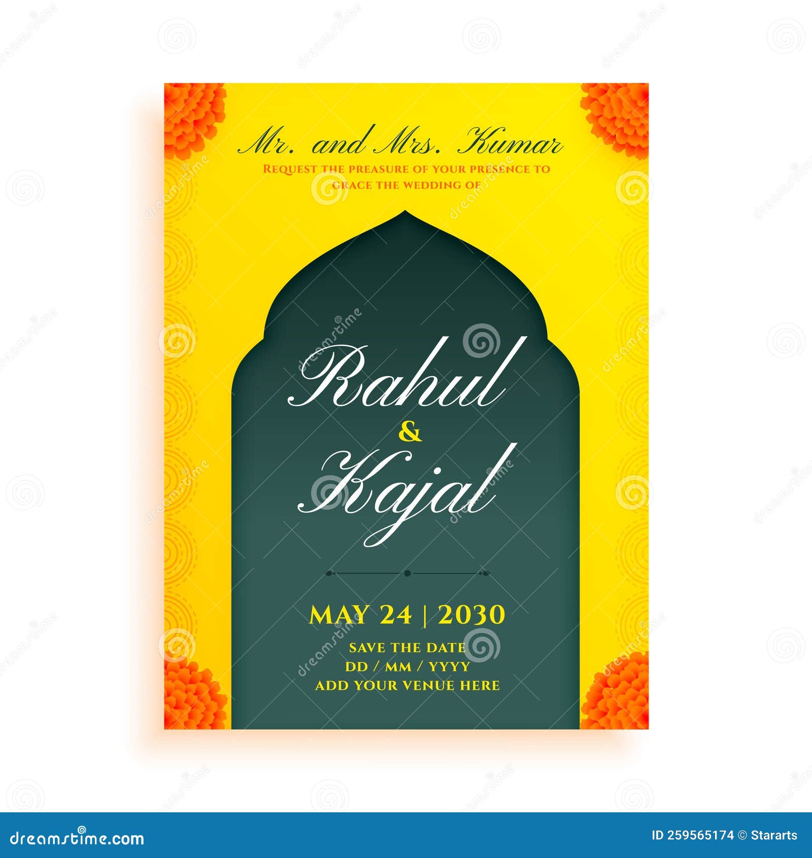 Traditional Indian Wedding Shaadi Card Design Template Stock Vector ...