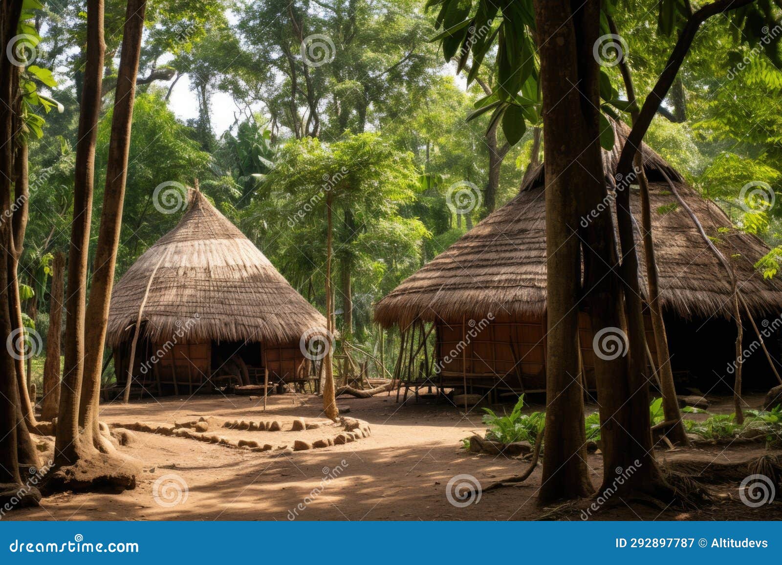 Traditional Indigenous Dwelling among Trees Stock Image - Image of ...