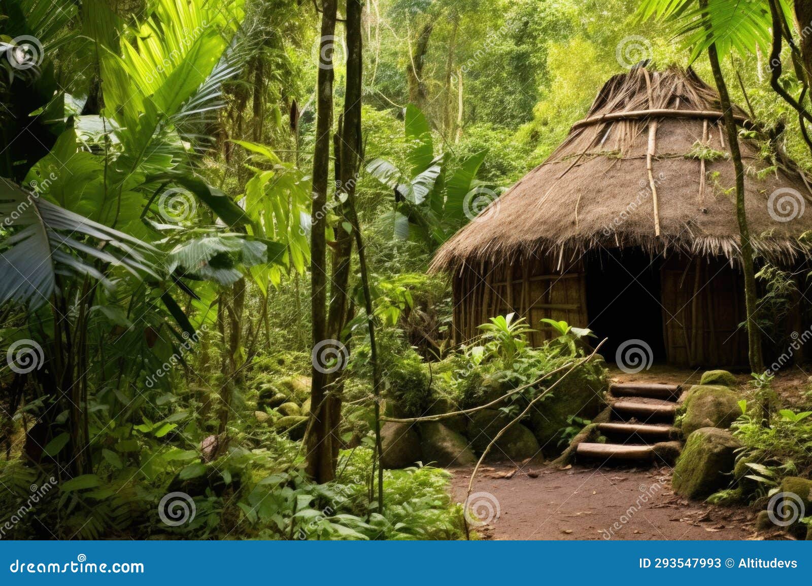 A Traditional Indigenous Hut Nestled in a Forest Stock Image - Image of ...