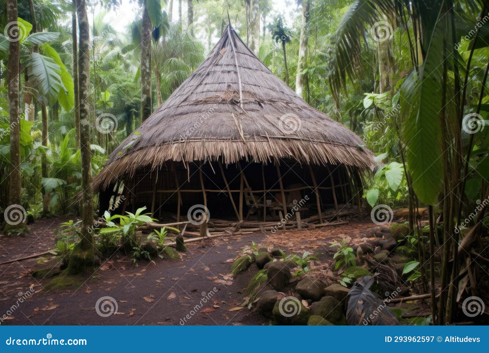 A Traditional Indigenous Hut Nestled in a Forest Stock Image - Image of ...