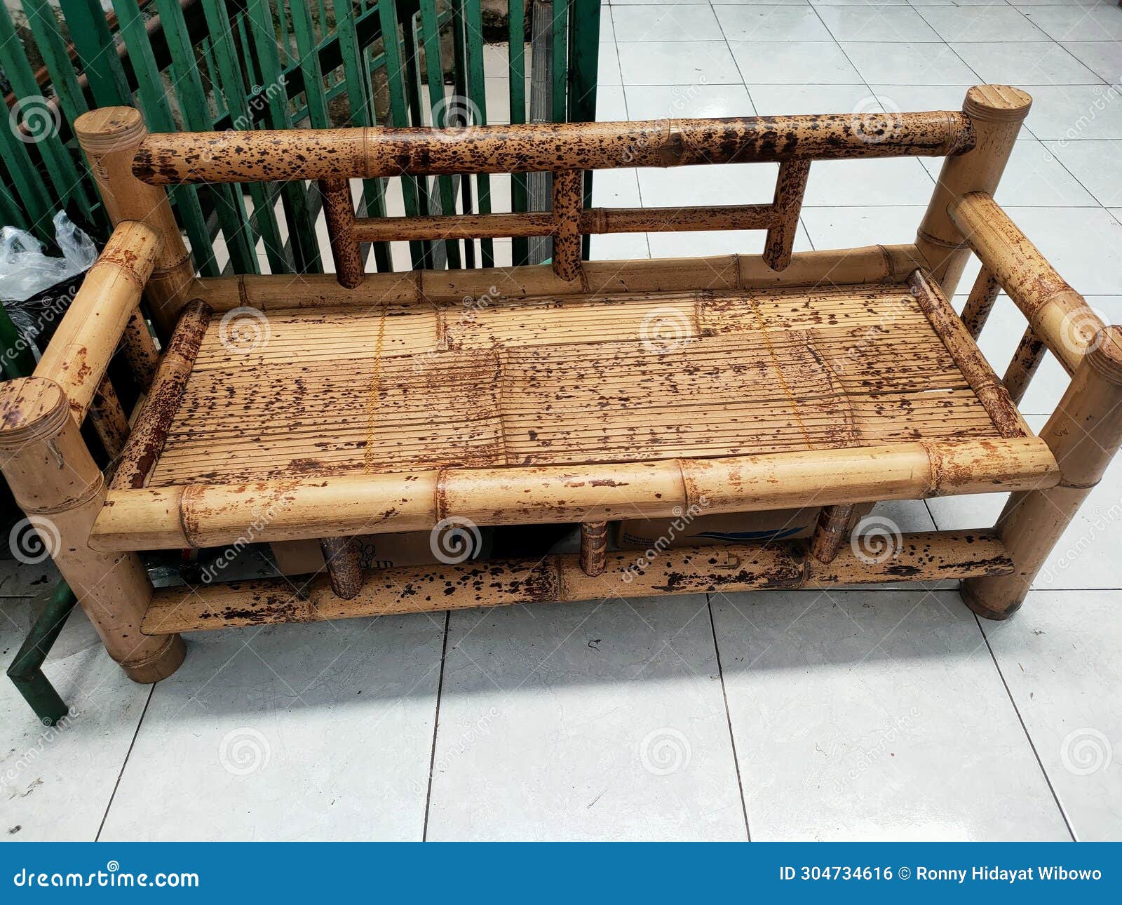 A Traditional Indonesian Bench Made of Bamboo. Stock Photo - Image of ...