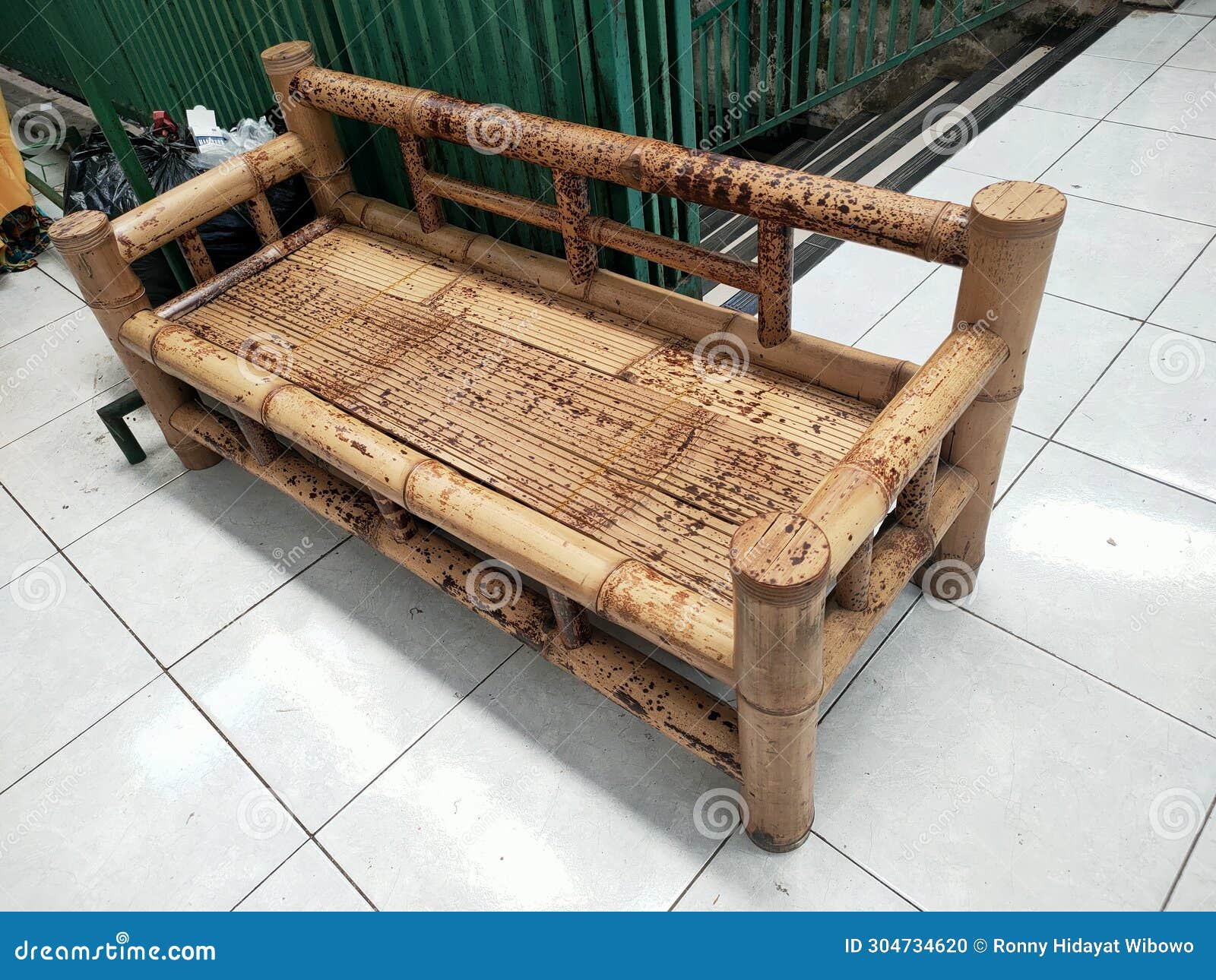 A Traditional Indonesian Bench Made of Bamboo. Stock Photo - Image of ...