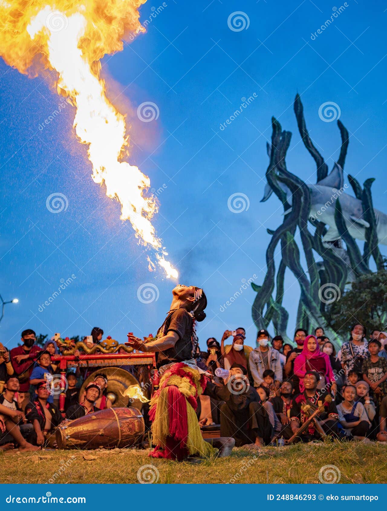 Traditional Indonesian Fire Breathing Editorial Stock Photo - Image of ...