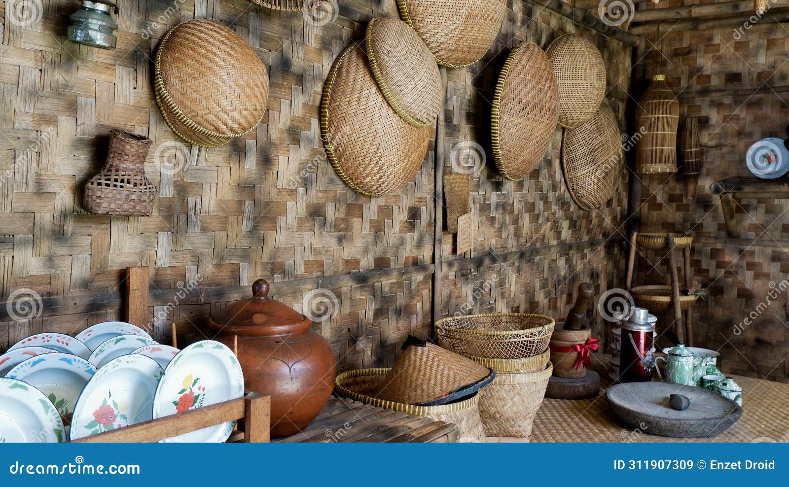 Traditional Indonesian Kitchen Equipment Stock Image - Image of bamboo ...