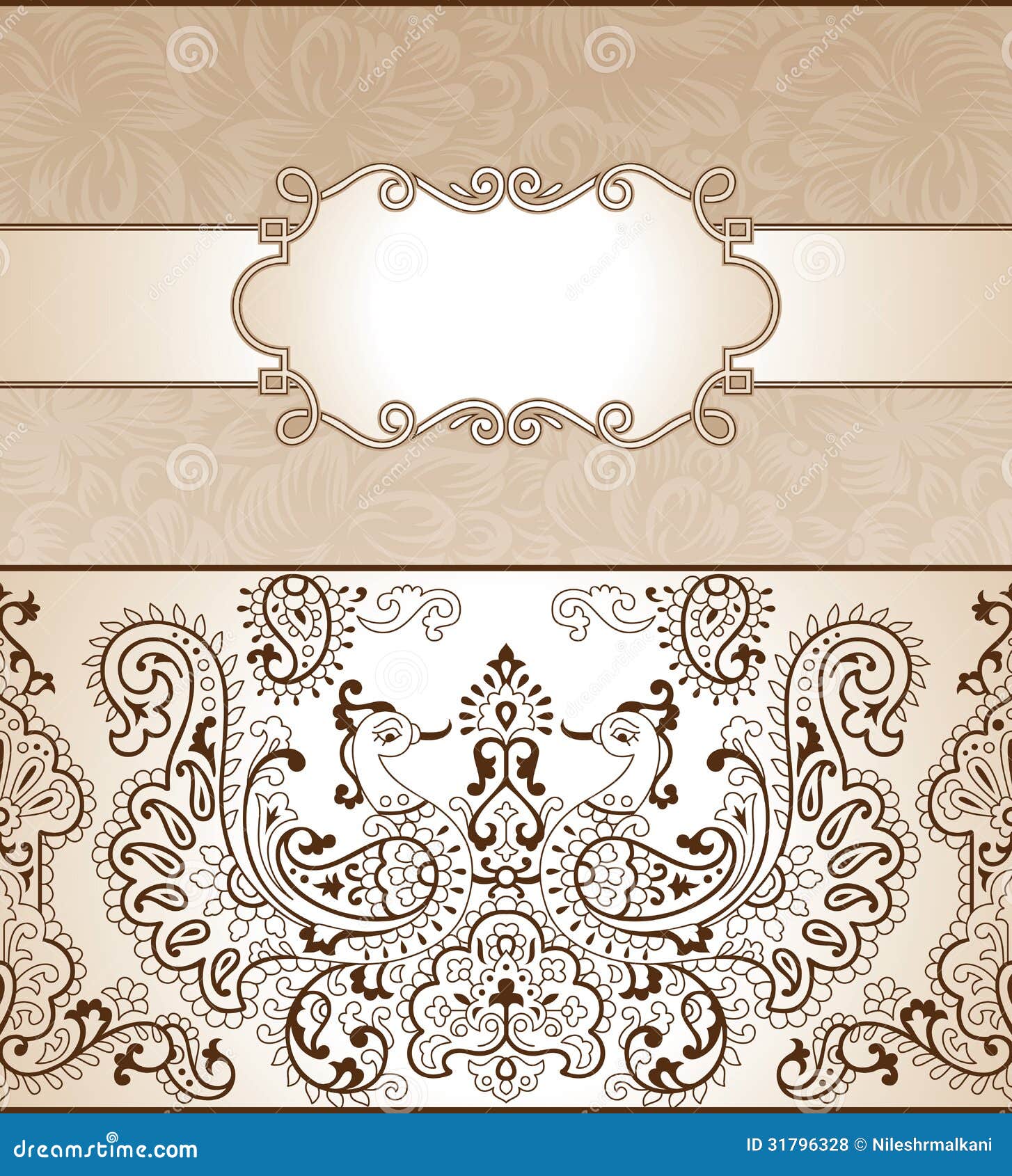 Traditional Invitation Card Stock Vector - Illustration of golden ...