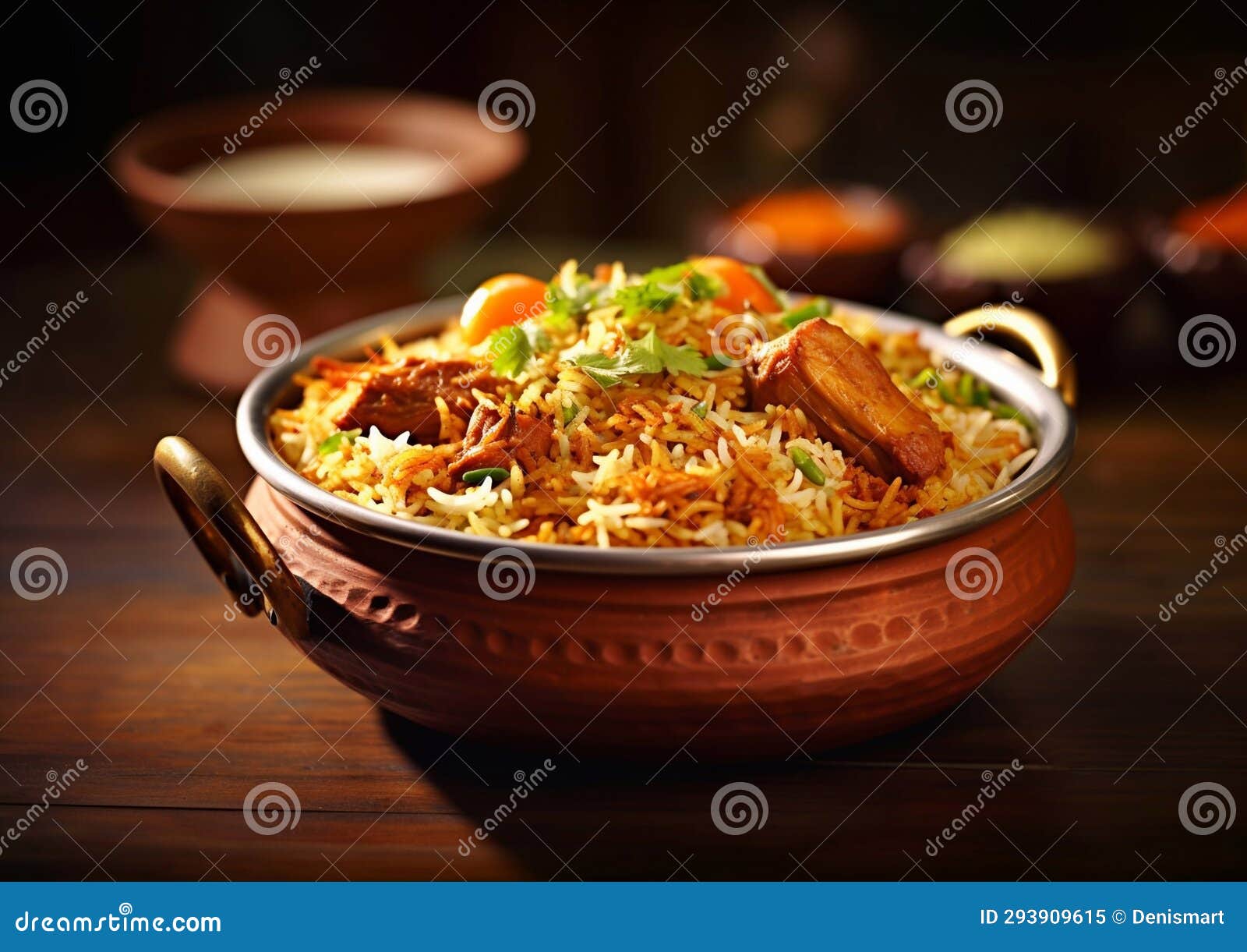 Traditional Iranian Biryani Meal with Chicken and Rice on Table.Macro ...