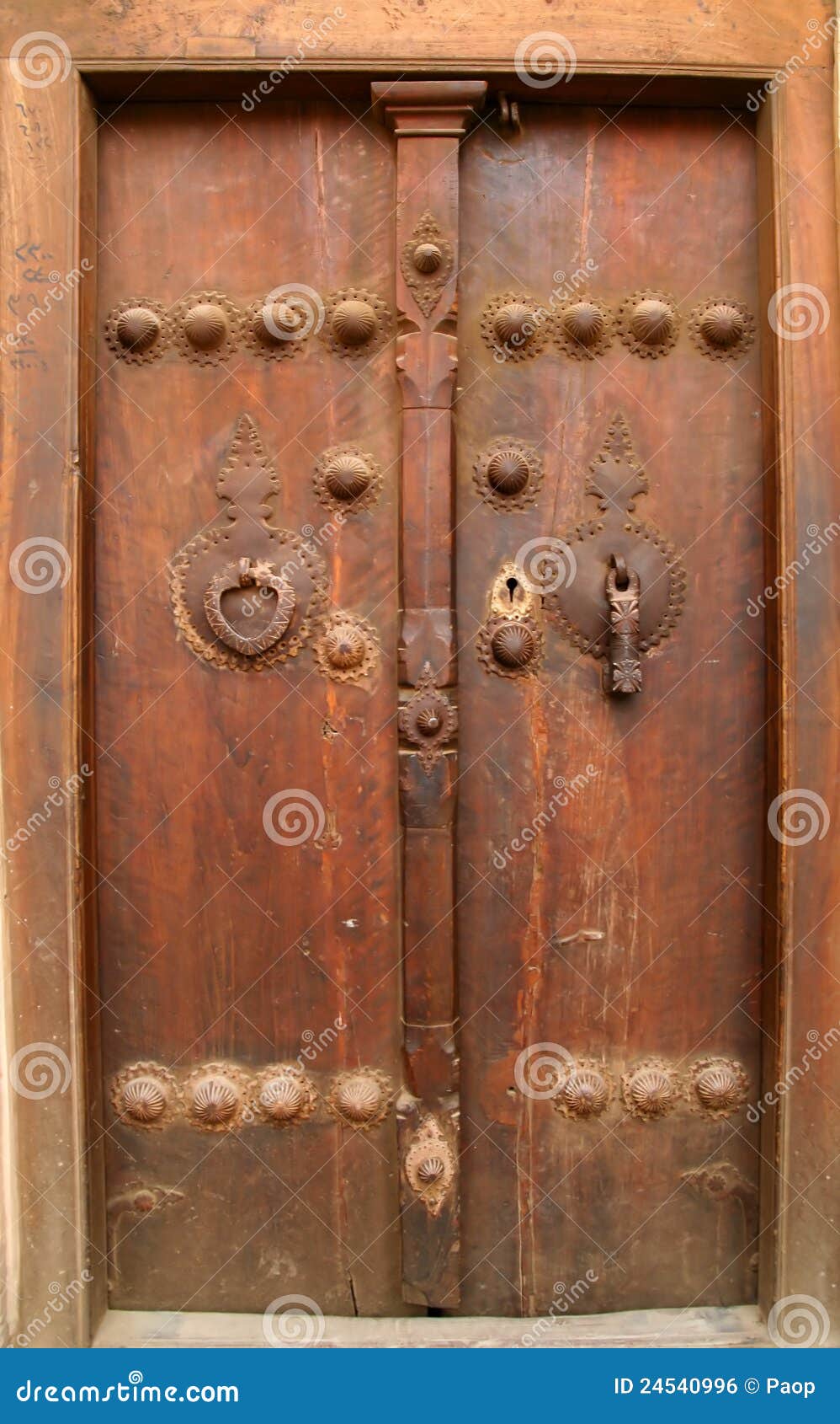 Traditional Iranian door stock photo. Image of iron, handle - 24540996