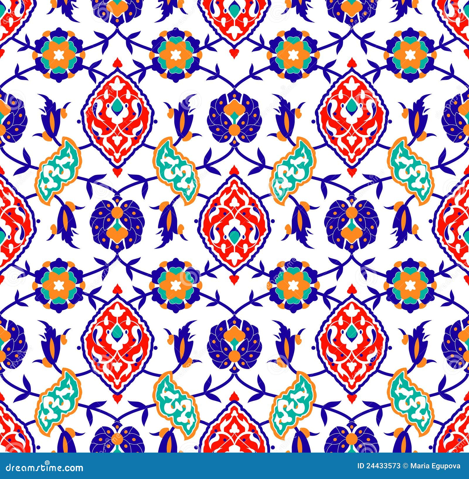 Traditional Islamic Flower Pattern Stock Illustration - Illustration of ...
