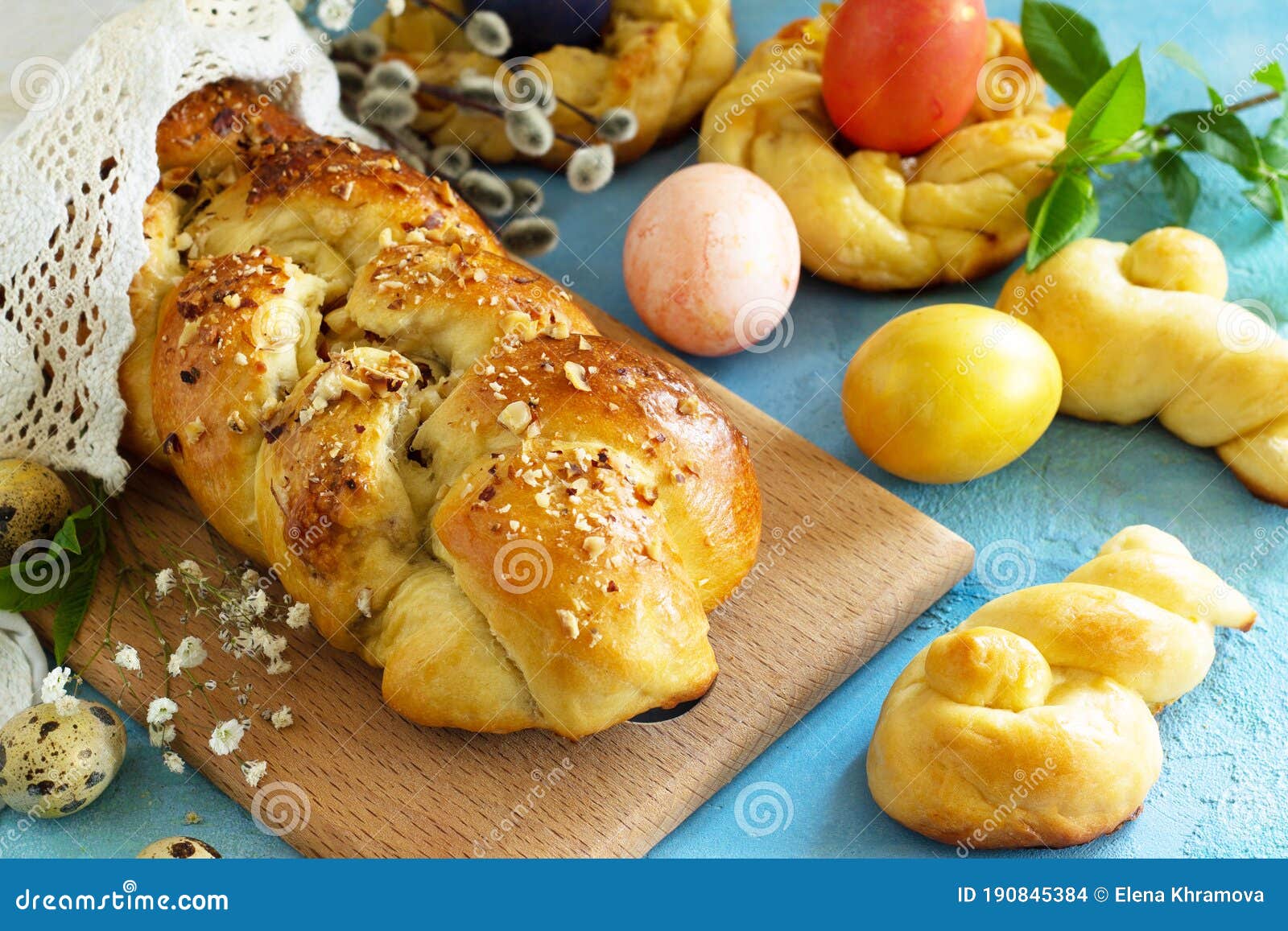 Traditional Italian Easter Bread Rings. Easter Sweet Bread with Colored ...
