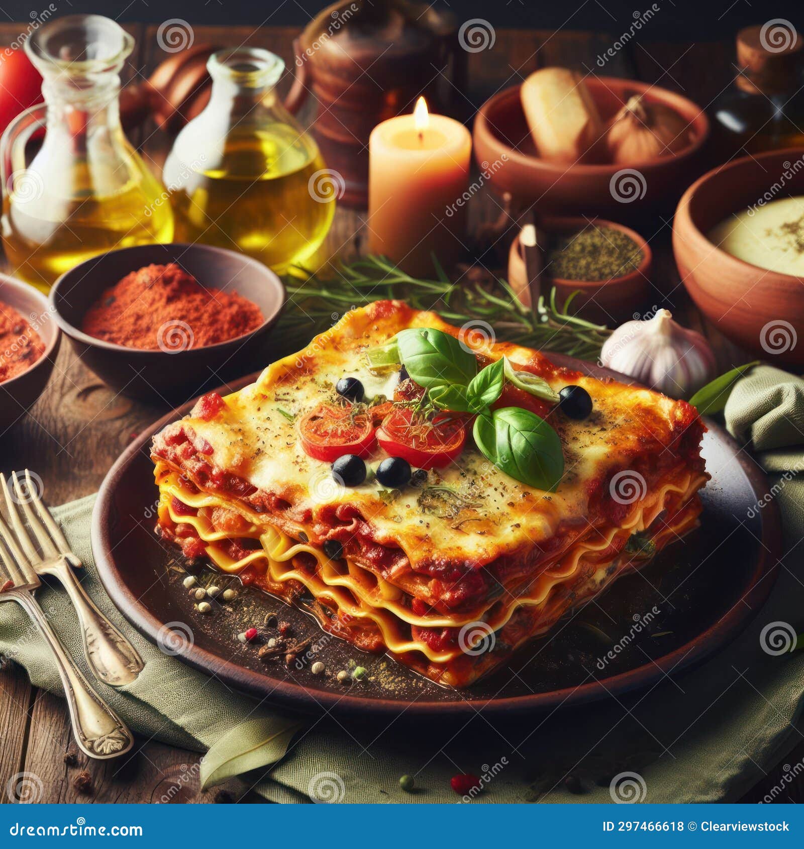 Traditional Italian Lasagne on a Plate Stock Illustration ...