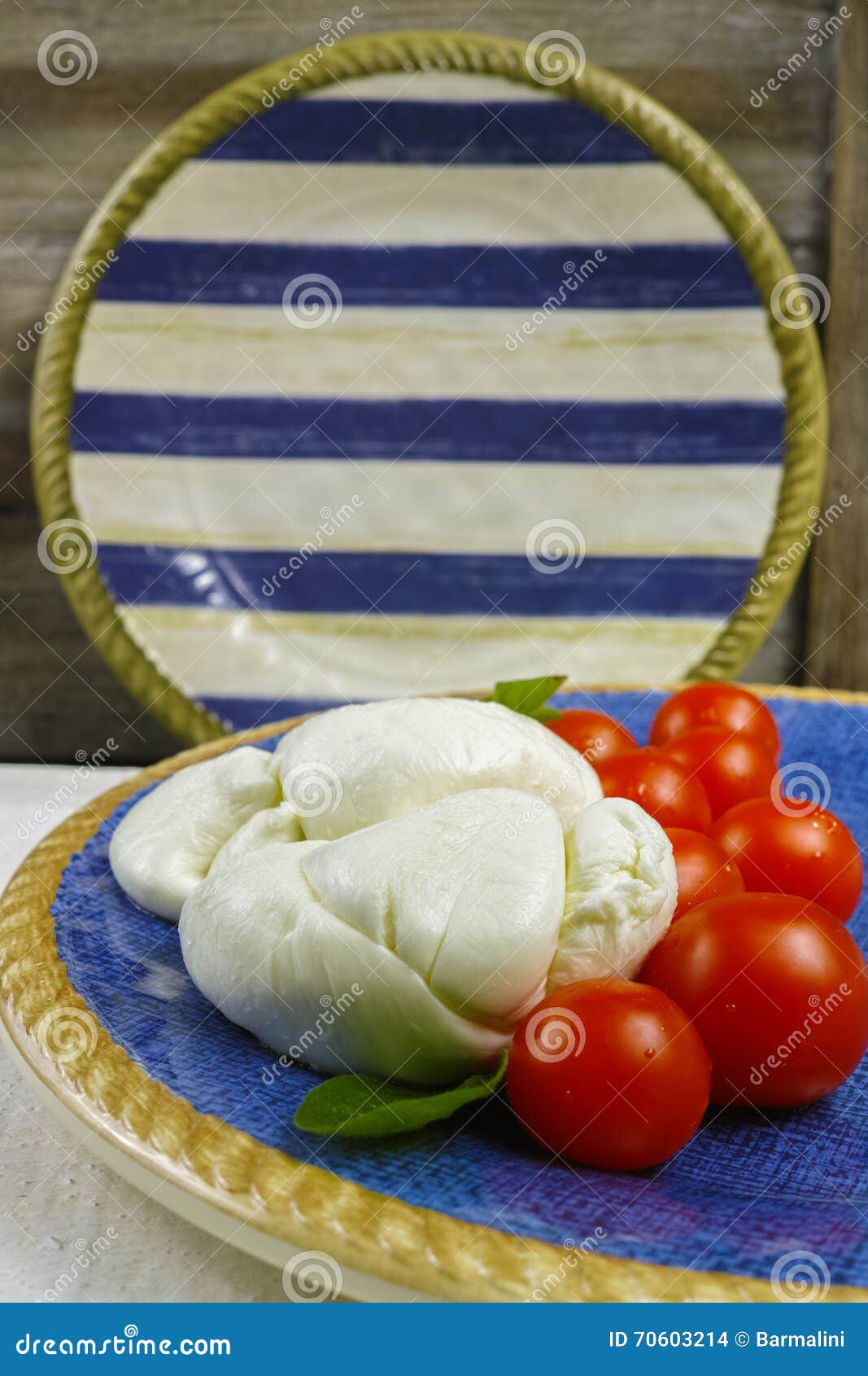Traditional Italian Mozzarella Buffala with Tomatoes and Basil O Stock ...