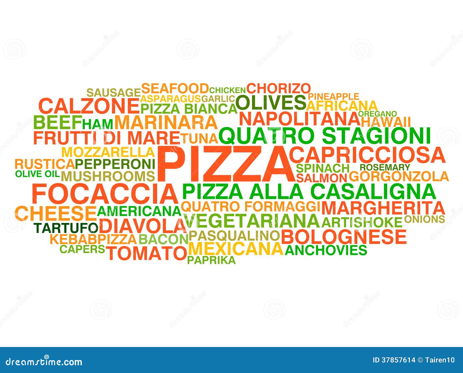 Traditional Italian Pizza Types Stock Vector - Illustration of meal ...