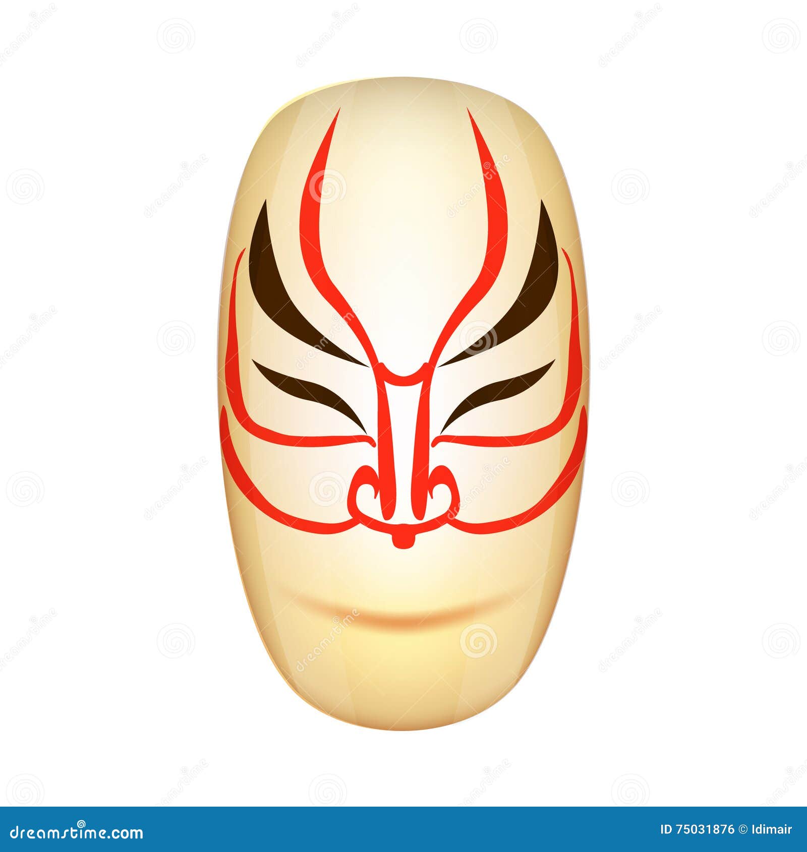 Traditional Japan Mask Kabuki Vector Stock Vector - Illustration of ...