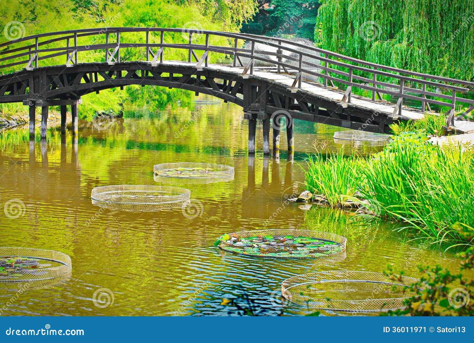 Traditional Japanese Bridge Stock Image - Image of pond, poland: 36011971