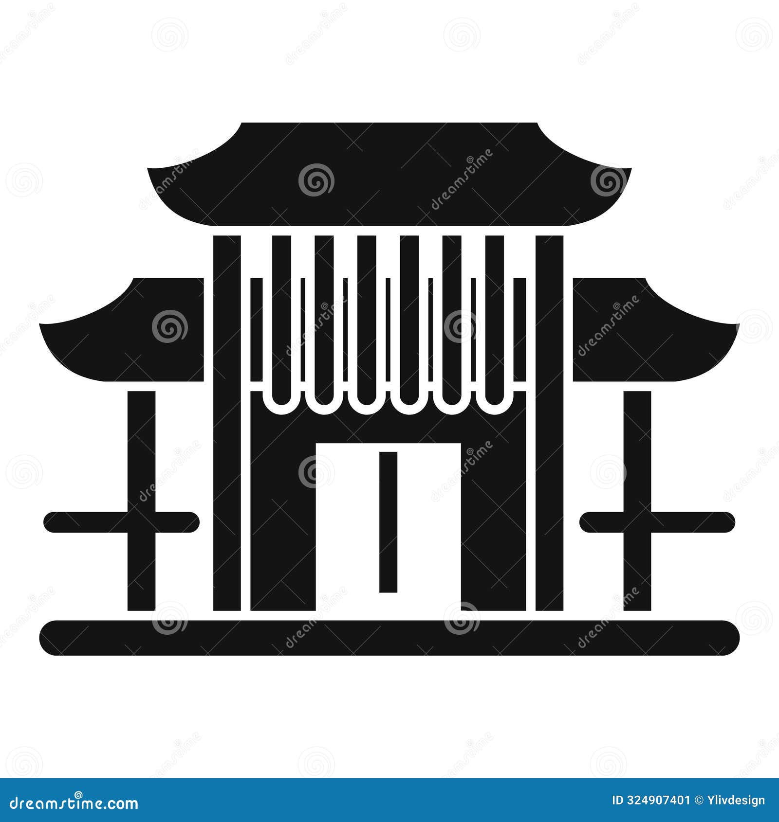 Traditional Japanese Building Standing with Open Doors Stock Vector ...