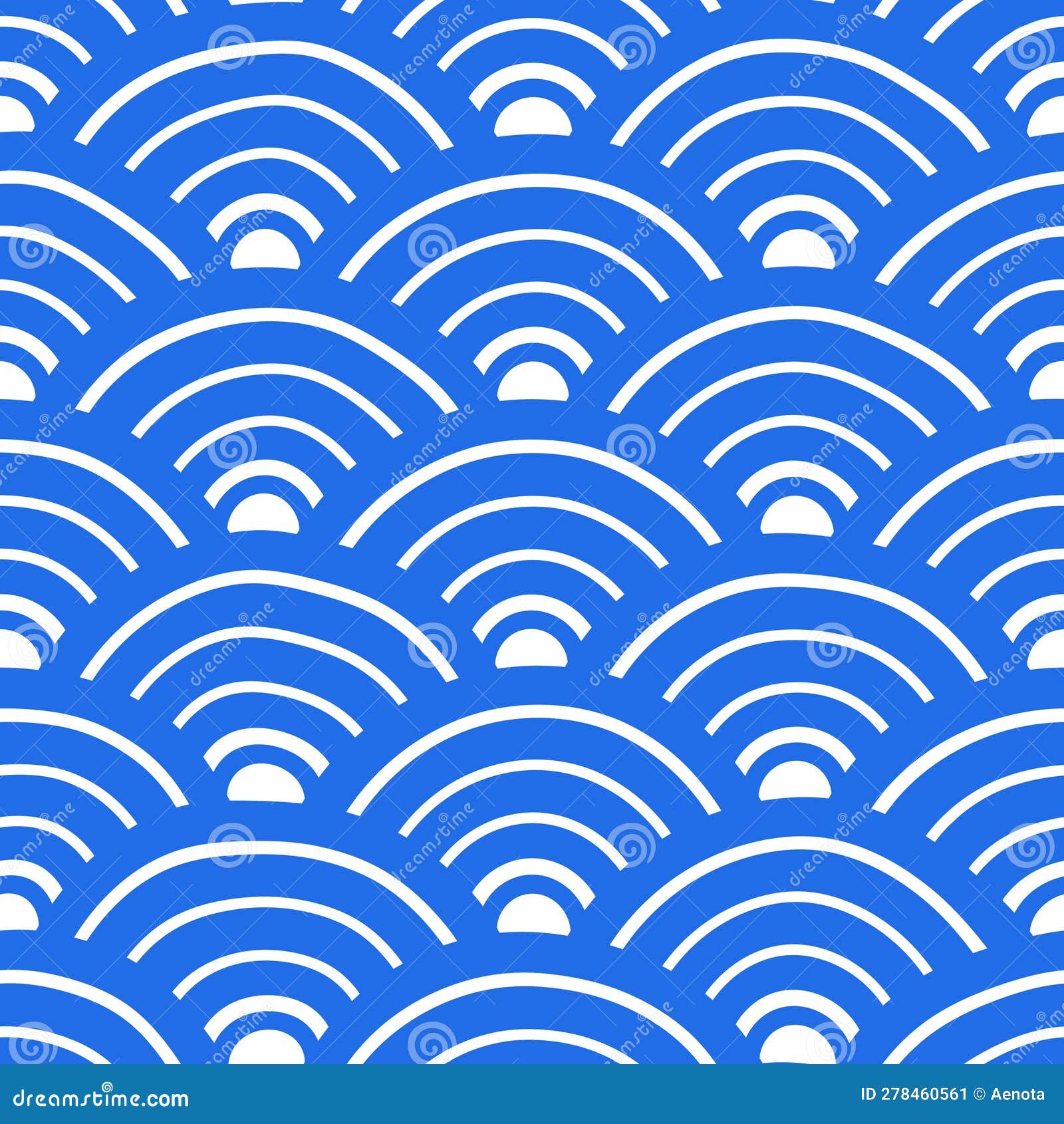 Traditional Japanese Folk Seigaiha Pattern Vector Seamless Background ...