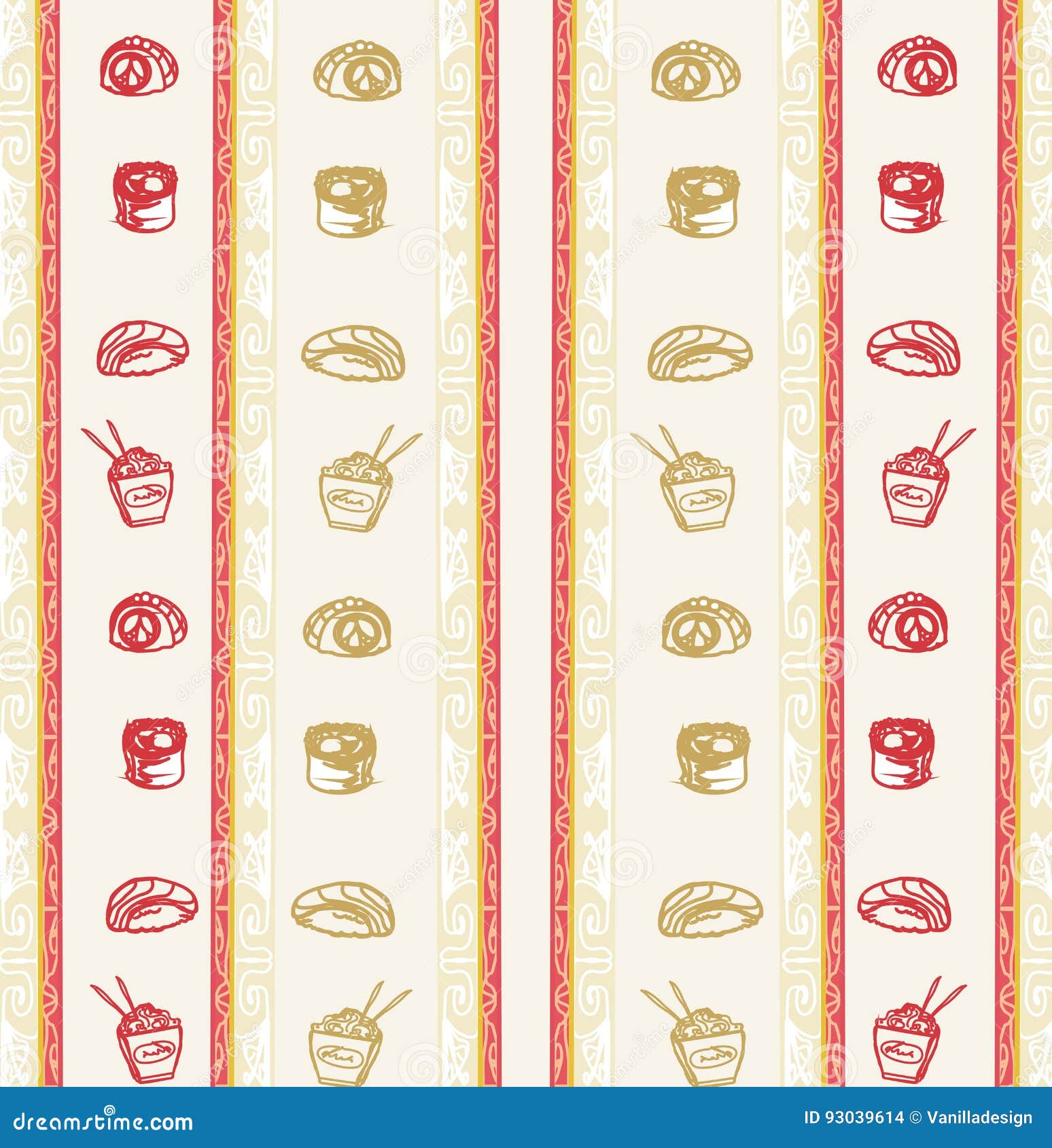 Traditional Japanese Food Pattern Stock Vector - Illustration of nature ...