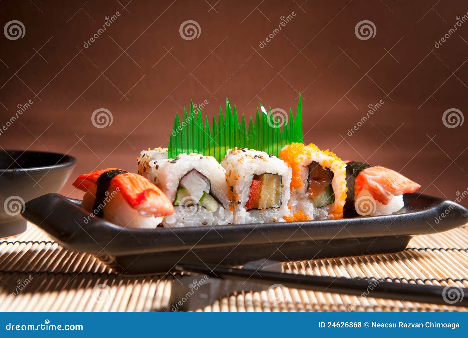 Traditional Japanese Food Sushi Stock Photo - Image of sauce ...