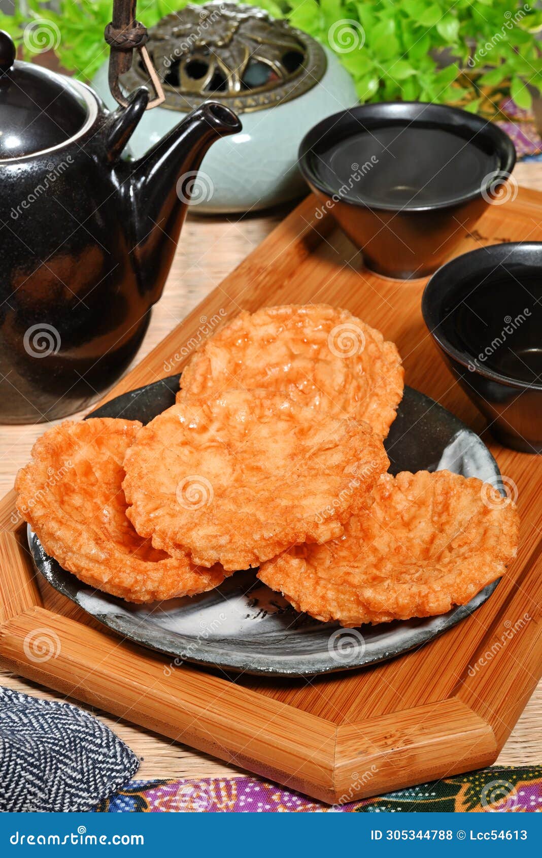 Fried crispy rice crackers stock photo. Image of cracker - 305344788