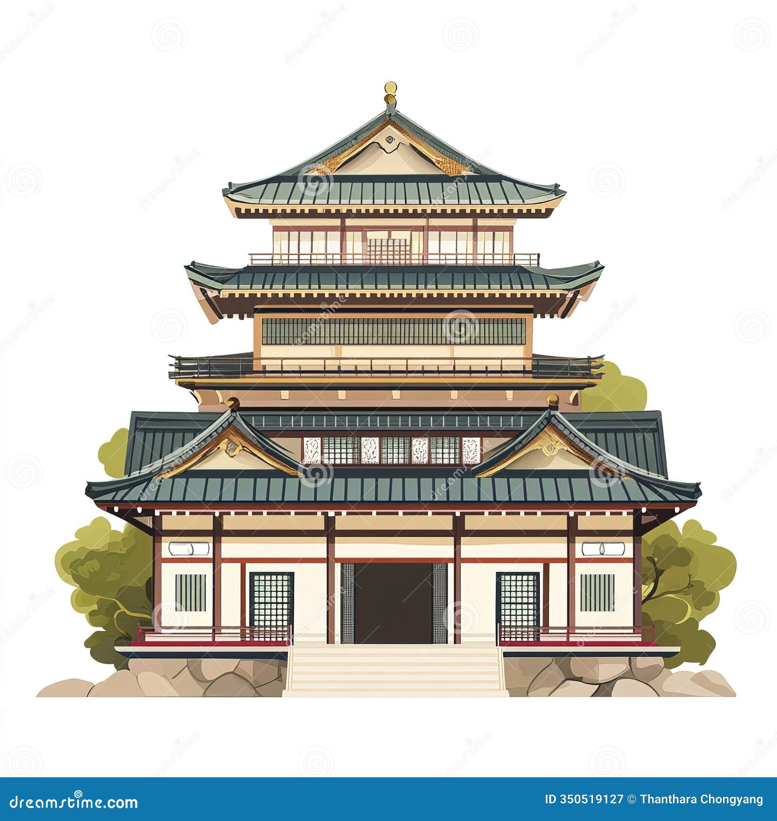 Traditional Japanese Palace with Intricate Architecture and Greenery ...