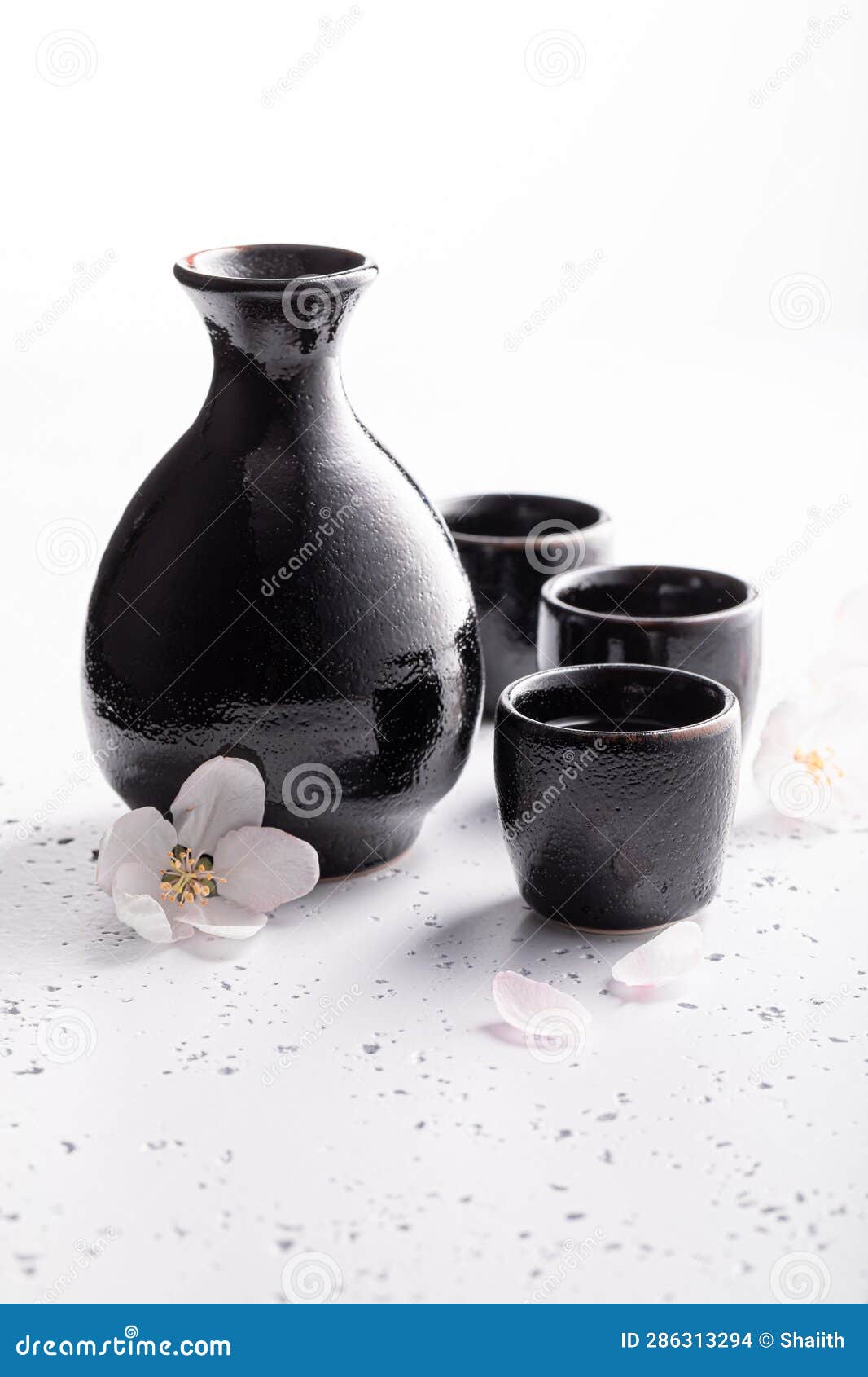 Traditional Japanese Sake in Black Small Ceramics Stock Photo - Image ...