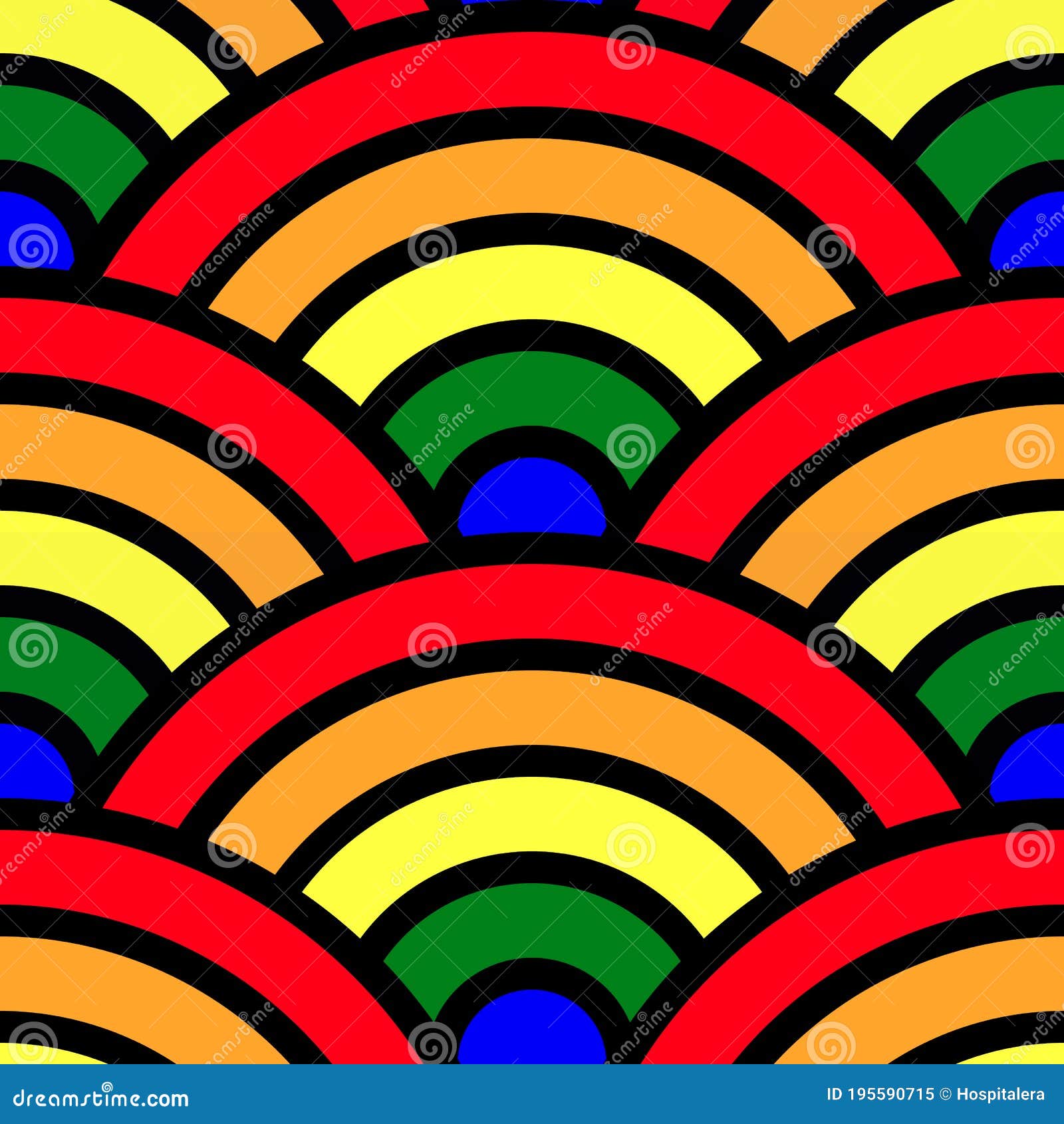 Rainbow Seigaiha pattern stock illustration. Illustration of color ...