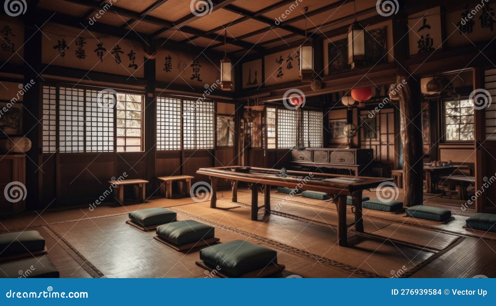 Traditional Japanese Style Dojo. Generative AI Stock Illustration ...