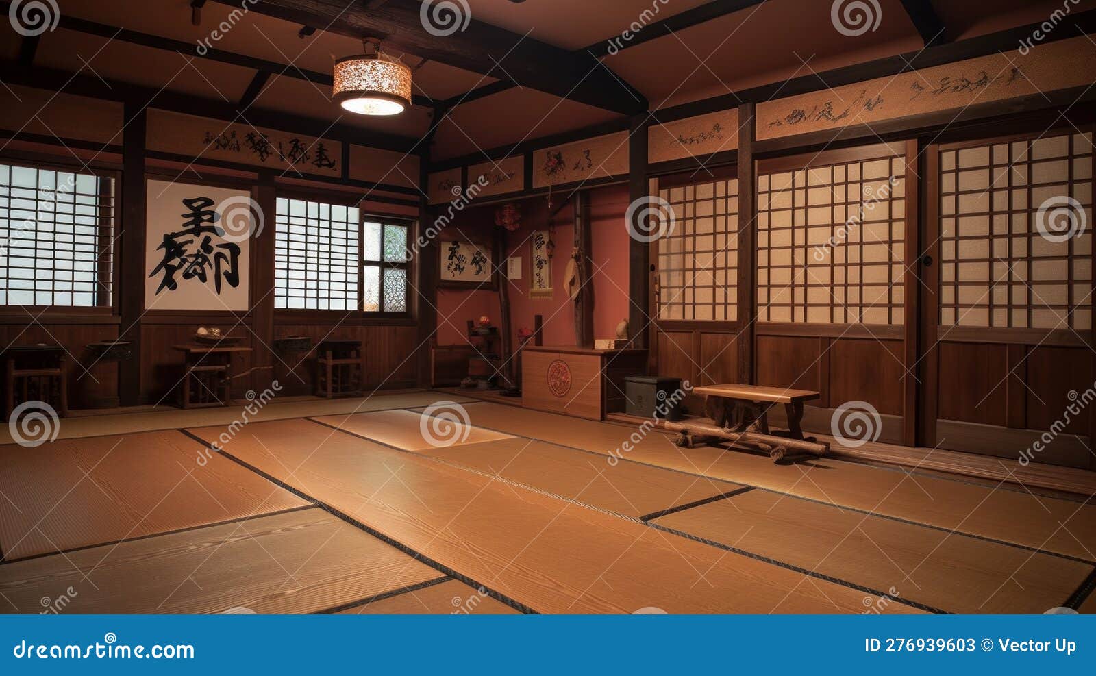 Traditional Japanese Style Dojo. Generative AI Stock Illustration ...