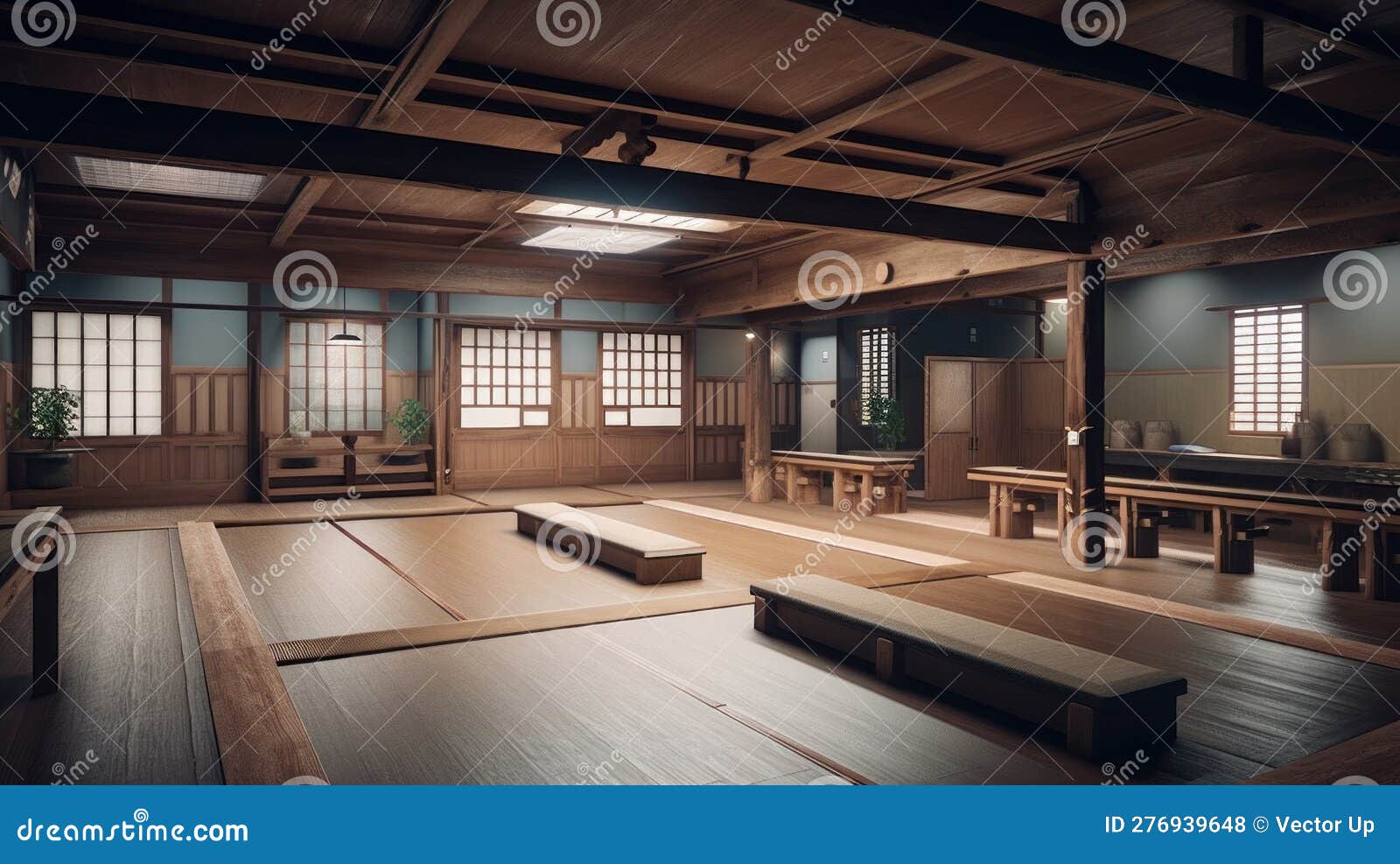 Traditional Japanese Style Dojo. Generative AI Stock Illustration ...