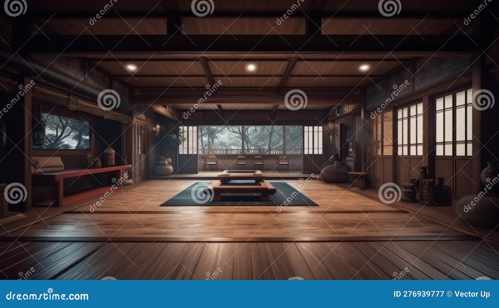Traditional Japanese Style Dojo. Generative AI Stock Illustration ...