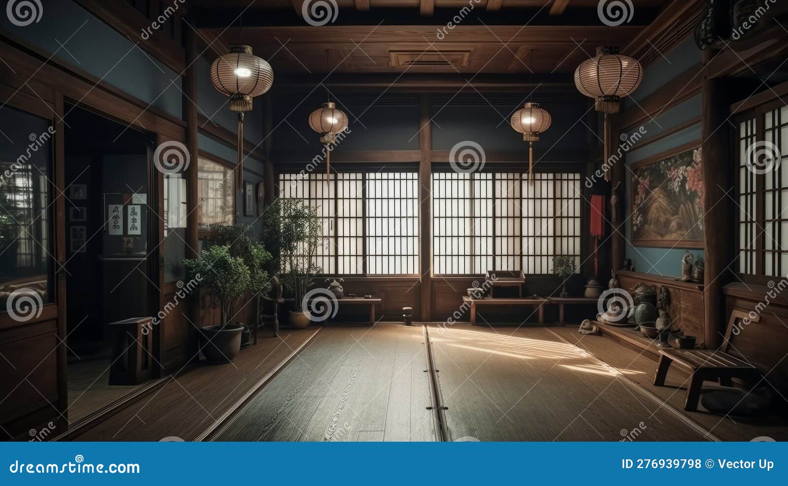Traditional Japanese Style Dojo. Generative AI Stock Illustration ...