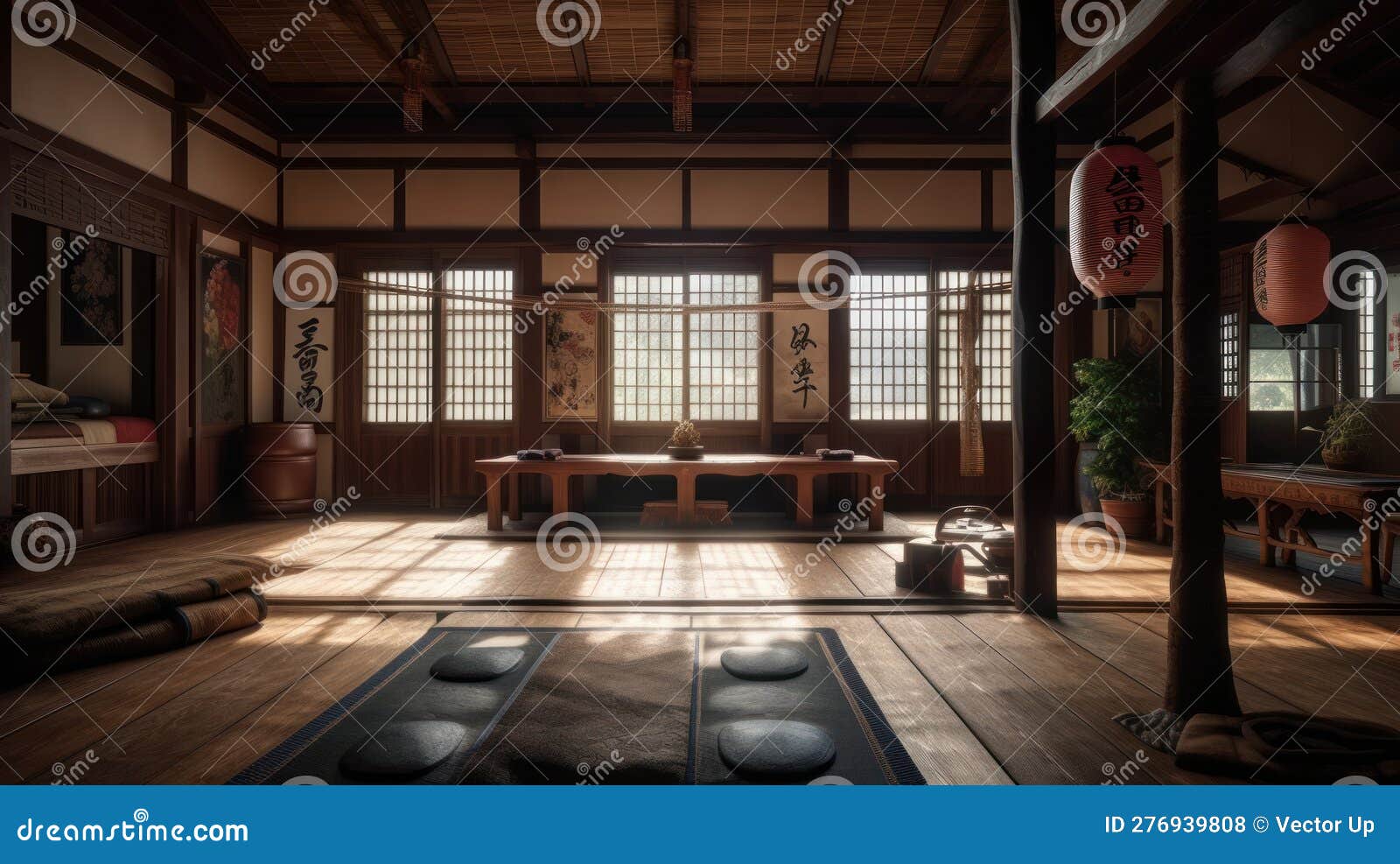 Traditional Japanese Style Dojo. Generative AI Stock Illustration ...