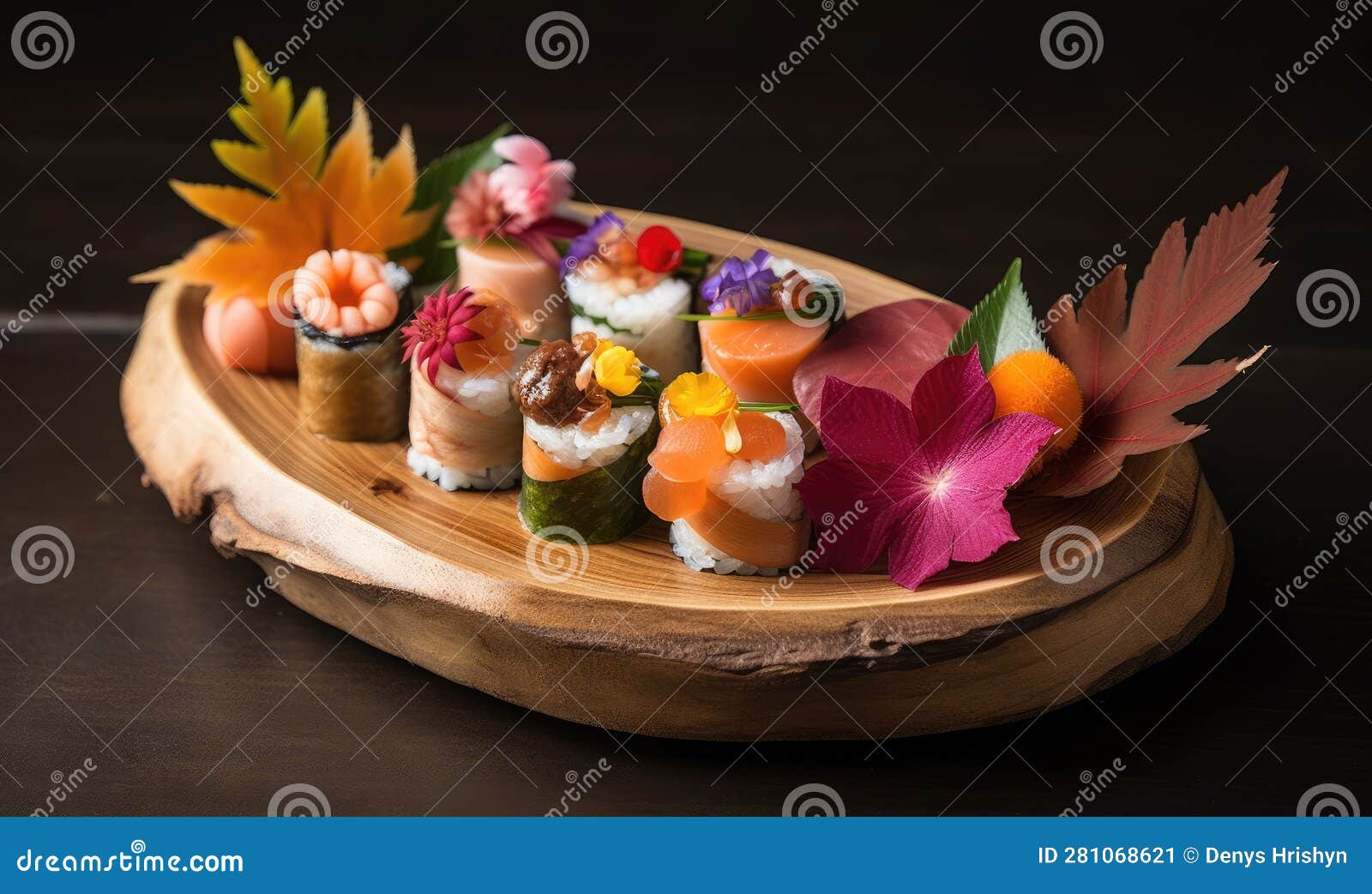 Traditional Japanese Sushi Arranged on Decorative Plate Stunning ...