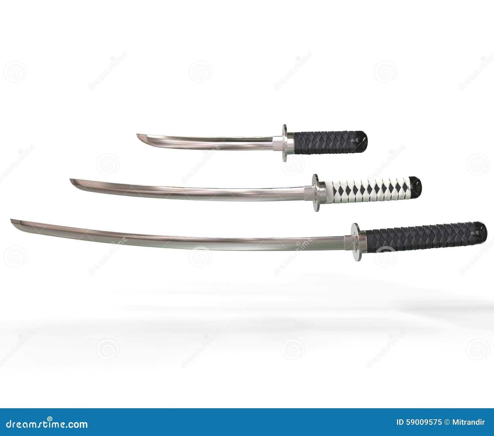 Traditional Japanese Swords - Isolated on White Stock Image - Image of ...
