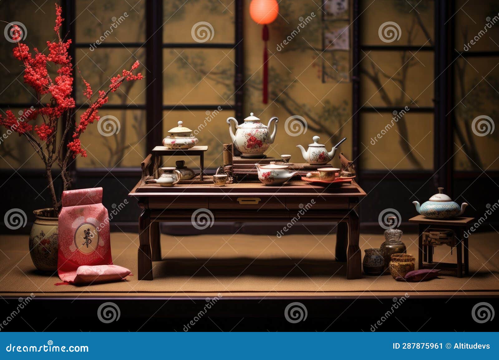 Traditional Japanese Tea Ceremony Set on a Table Stock Image - Image of ...