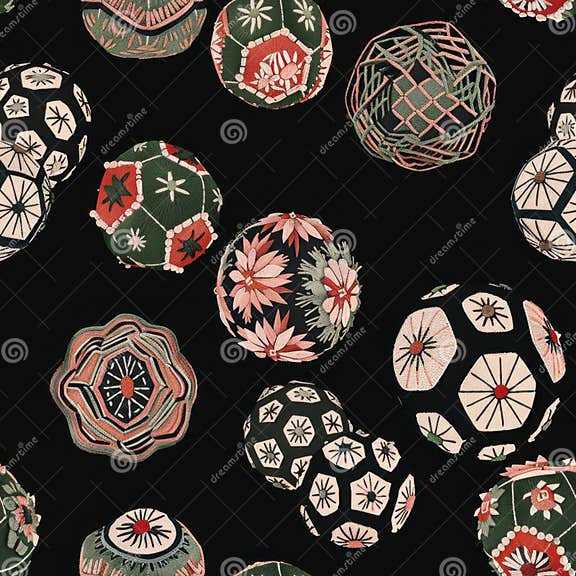 Traditional Japanese Temari Balls Pattern Textile Design Stock Photo ...