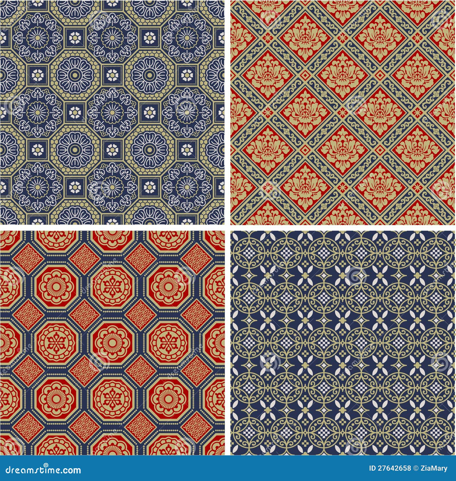 Traditional Japanese Vector Patterns Stock Vector - Illustration of ...