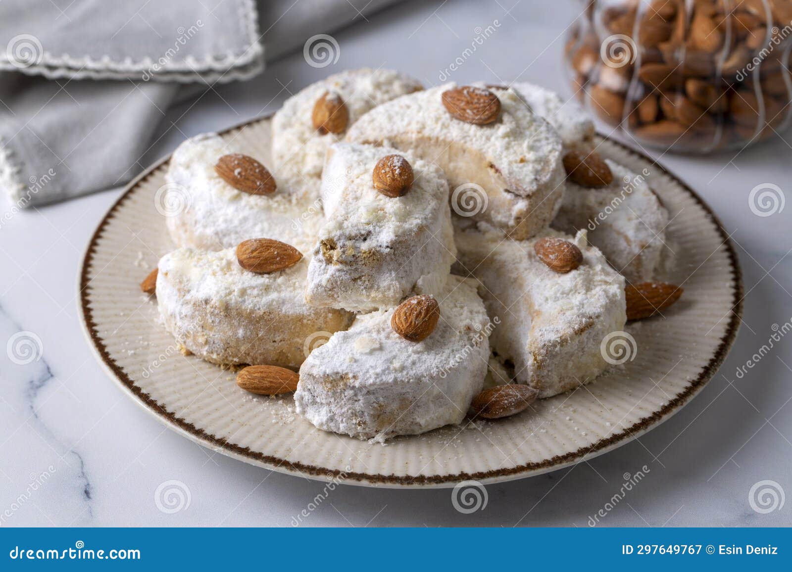 Traditional Kavala Cookies with Almond Stock Image - Image of cook ...