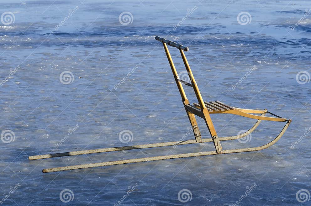 Traditional Kicksled on Ice Stock Image - Image of scandinavian ...